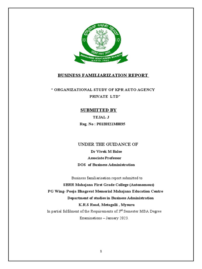 Business Familiarization Report | PDF | Vehicles | Motor Vehicle