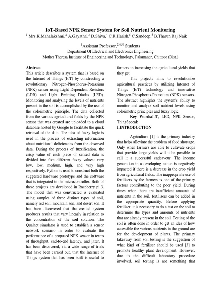 An Automated Low Cost Iot Based Fertilizer Intimation System For Smart ... An Automated Low Cost Iot Based Fertilizer Intimation System For Smart ...