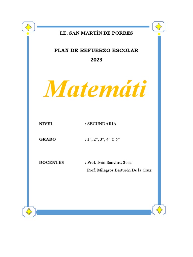 Refuerzo Escolar Matemática Pdf Evaluación Aprendizaje