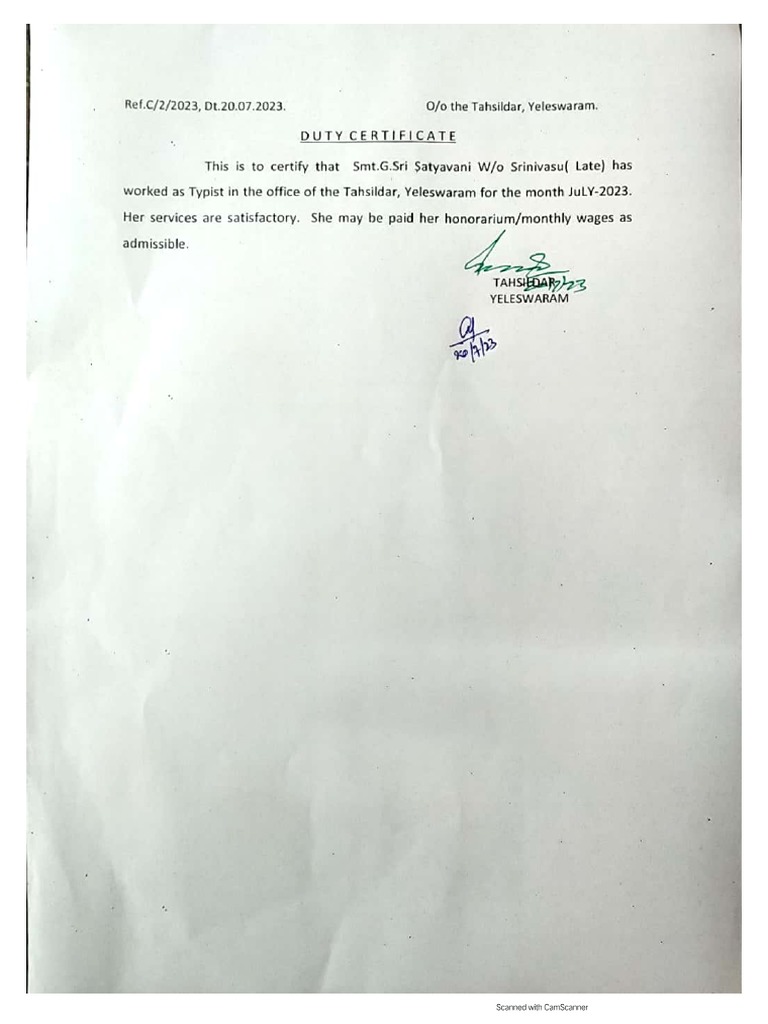 DUTY CERTIFICATE | PDF