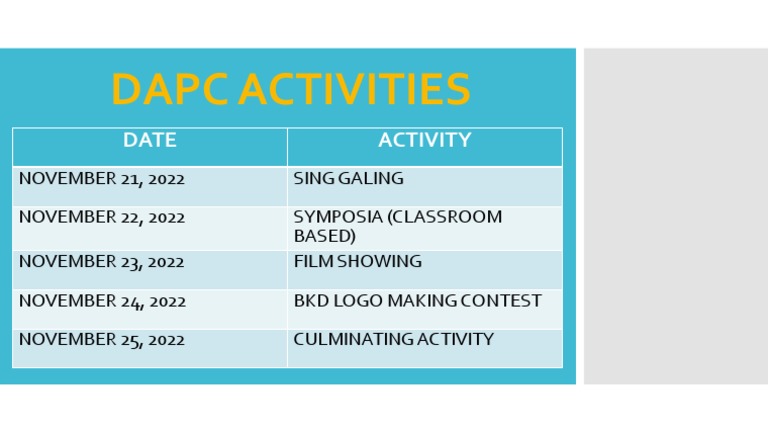 DAPC Week Activities Schedule | PDF