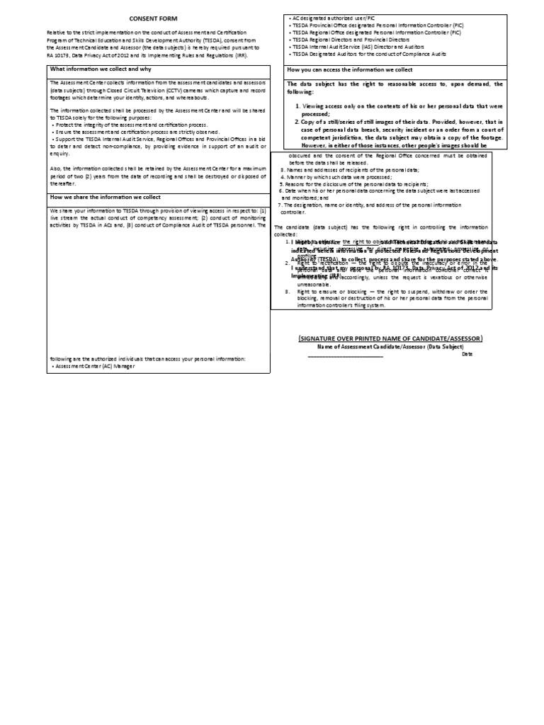 AC Consent Form 1 | Download Free PDF | Audit | Information