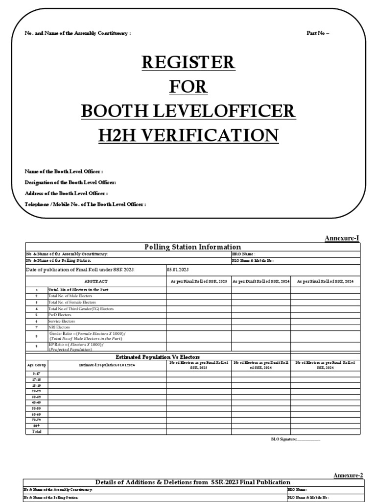 BLO Sample Formats - 2024 | Download Free PDF | Governance | Elections