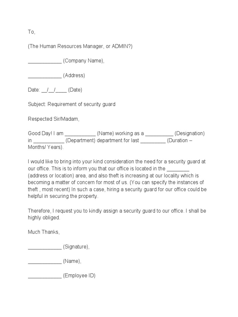 Request Letter For Security | PDF