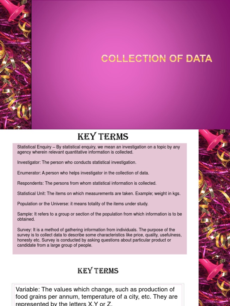 Collection of Data - Class 11 | PDF | Sampling (Statistics) | Errors ...