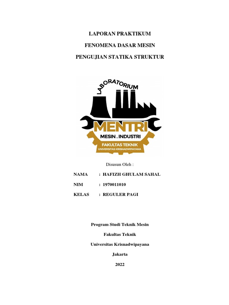 Praktikum Statika Struktur Mesin | PDF | Teknologi & Rekayasa