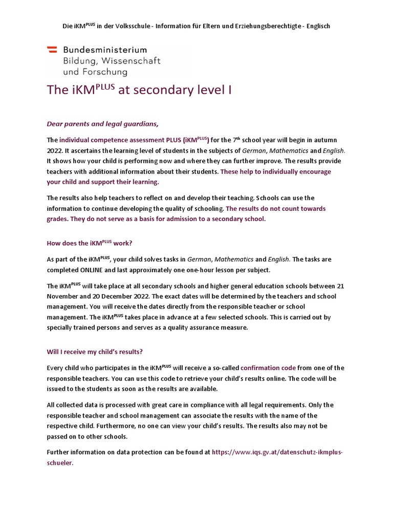 The Ikm Test of Austria | PDF | Teachers | Schools