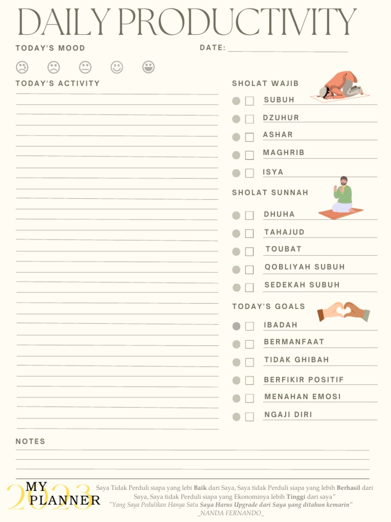 Simple and Minimal Printable Productivity Planner | PDF