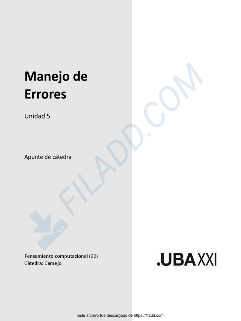 Unidad 5 Manejo de Errores | PDF | Python (lenguaje de programación) | Error de programación