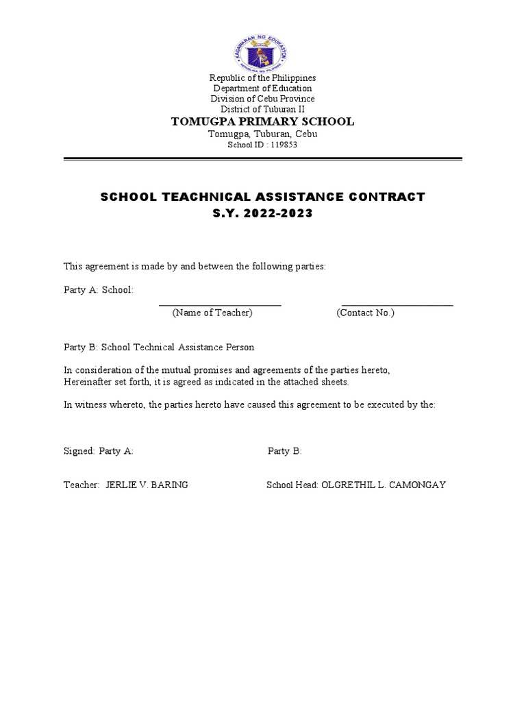 School Technical Assistance Contract | PDF