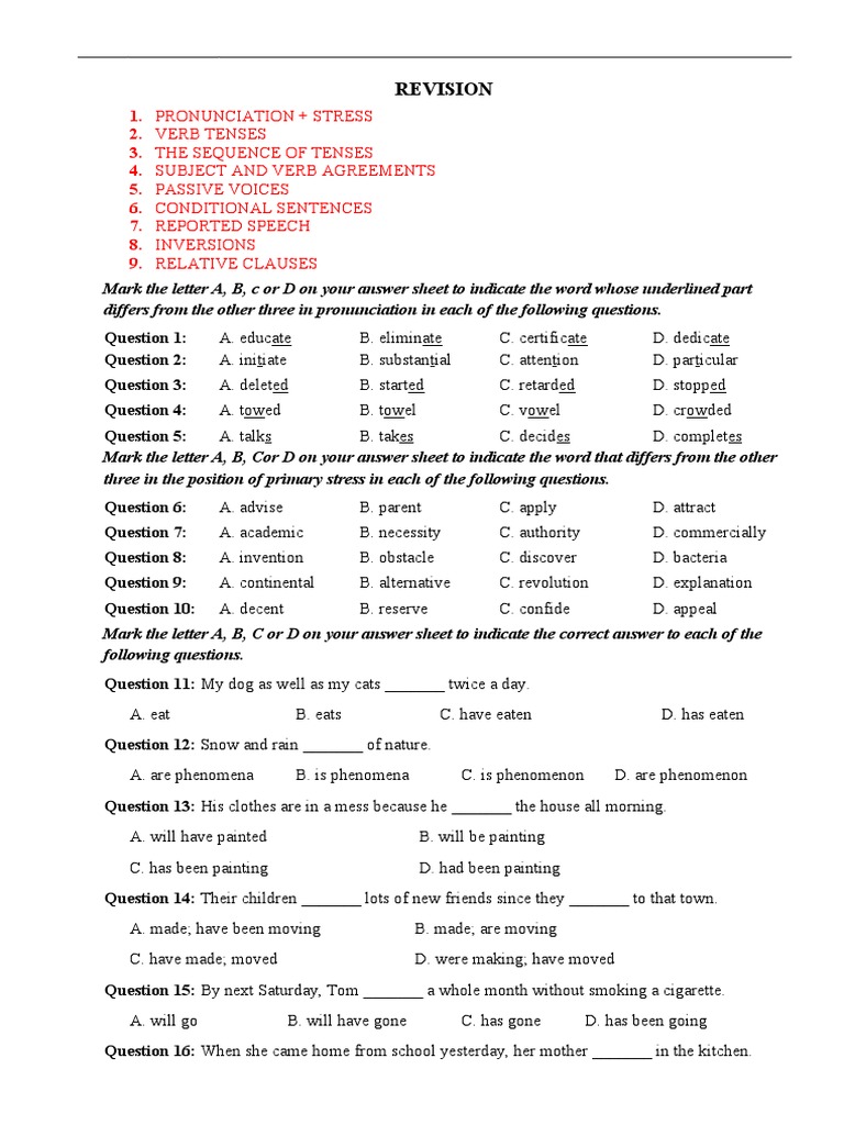 Revision | PDF | Stress (Linguistics) | Grammar