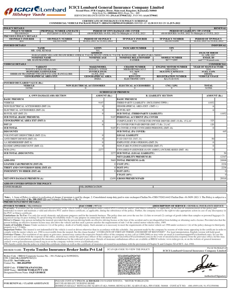 Mr. Anil Kumar | PDF | Insurance | Liability Insurance