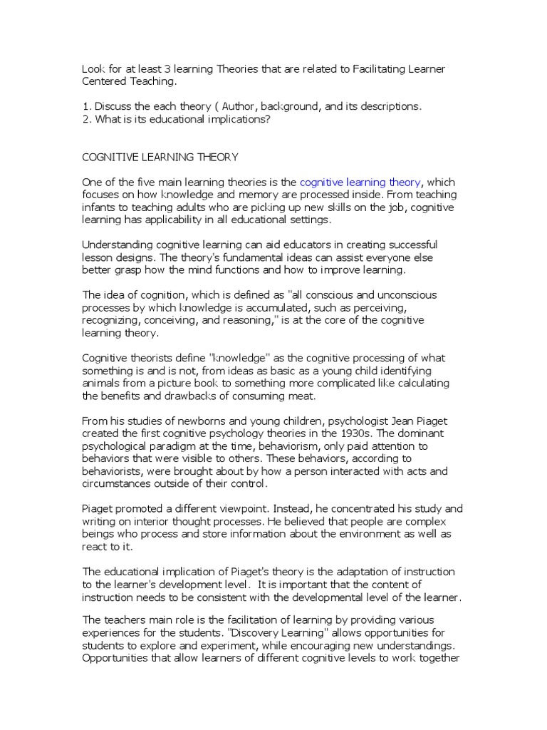 3 Learning Theories | PDF | Learning Theory (Education) | Learning