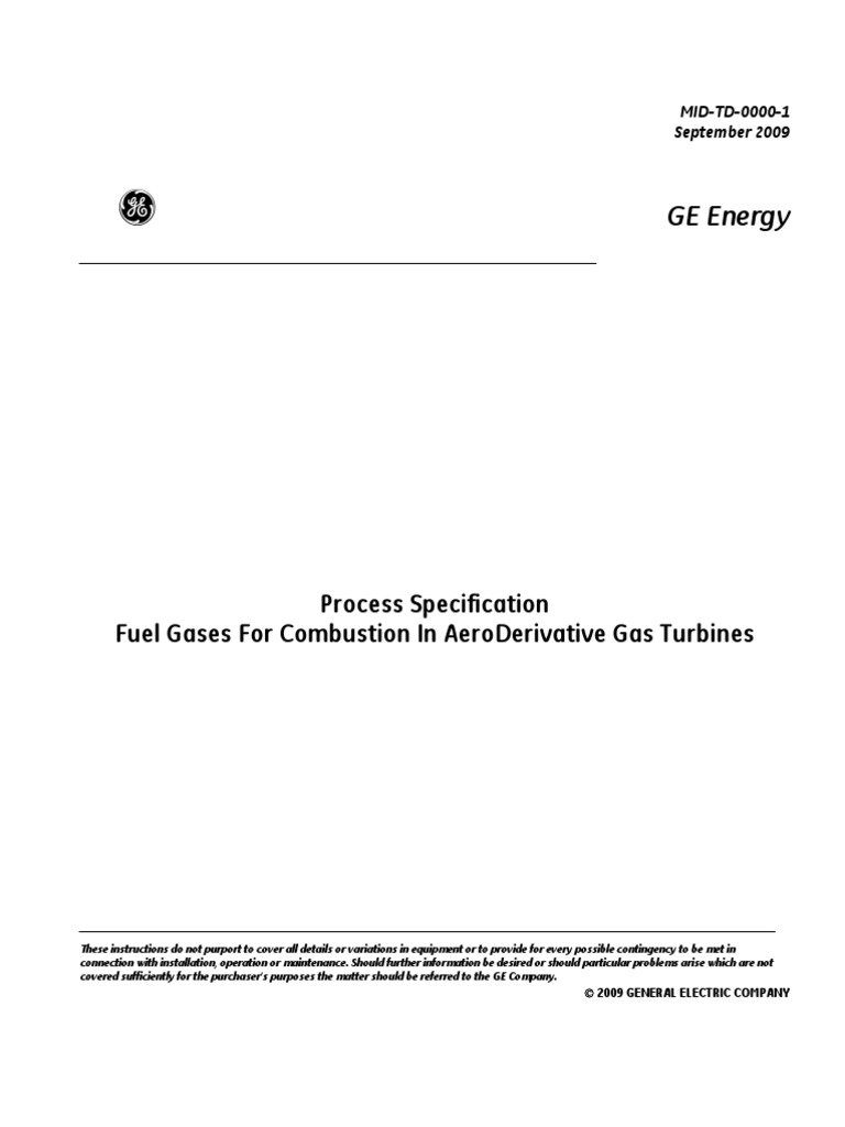 Fuel Gas Specs for LM6000 Turbines | PDF | Combustion | Fuels