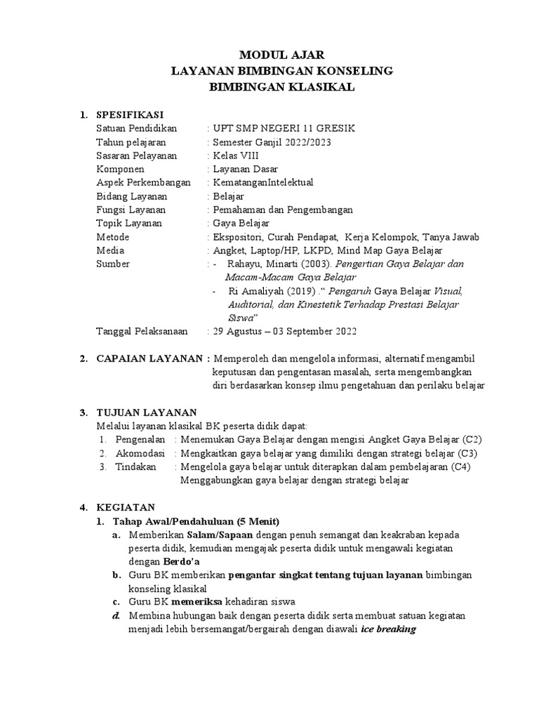 Modul Ajar Bimbingan Konseling | PDF