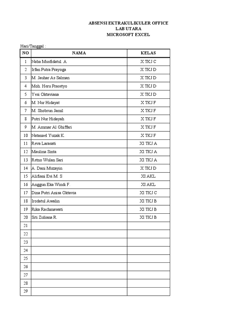 Absensi Ekstra Office | PDF