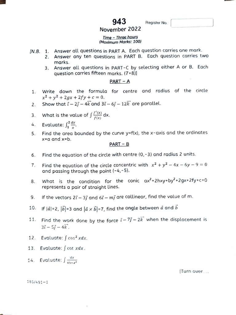 Maths November 2022 Question Paper | PDF | Equations | Line (Geometry)