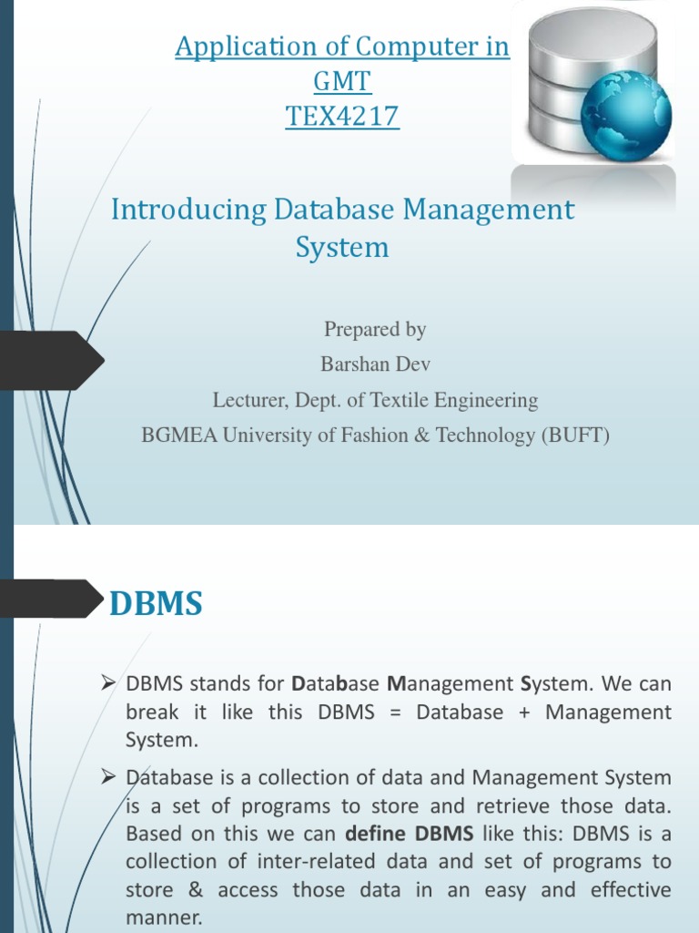 1st Lecture (Introducing Database Management System) | PDF | Databases ... 1st Lecture (Introducing Database Management System) | PDF | Databases ...