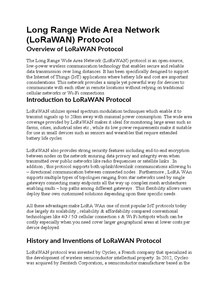 Lorawan Protocol | Download Free PDF | Osi Model | Computer Network