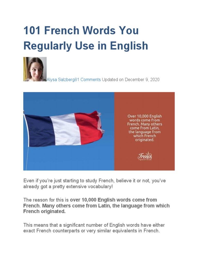 101 Common French Words in English | PDF | English Language | French ...