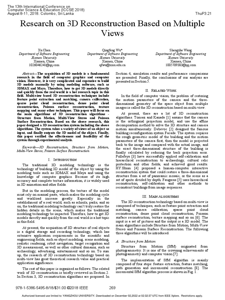 Research On 3D Reconstruction Based On Multiple Views | PDF | 3 D Computer Graphics | Computer ...