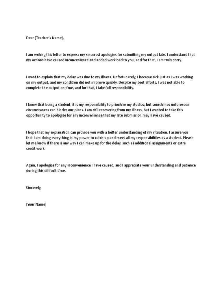 Sample of Late Output Apology | PDF