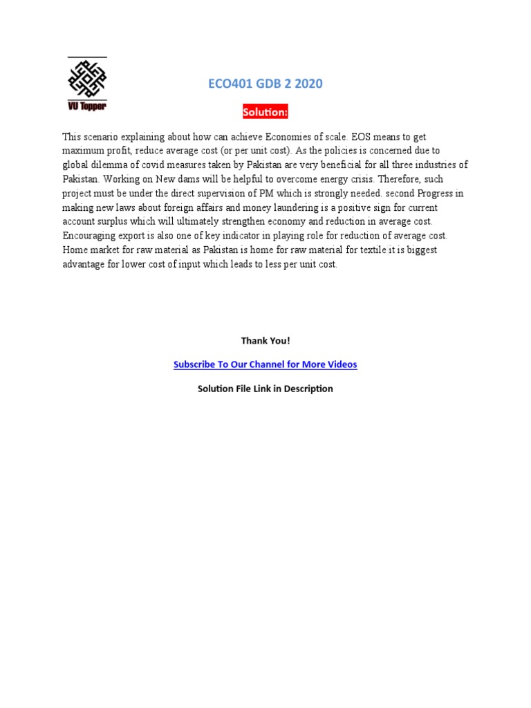 ECO401 GDB Solution | PDF