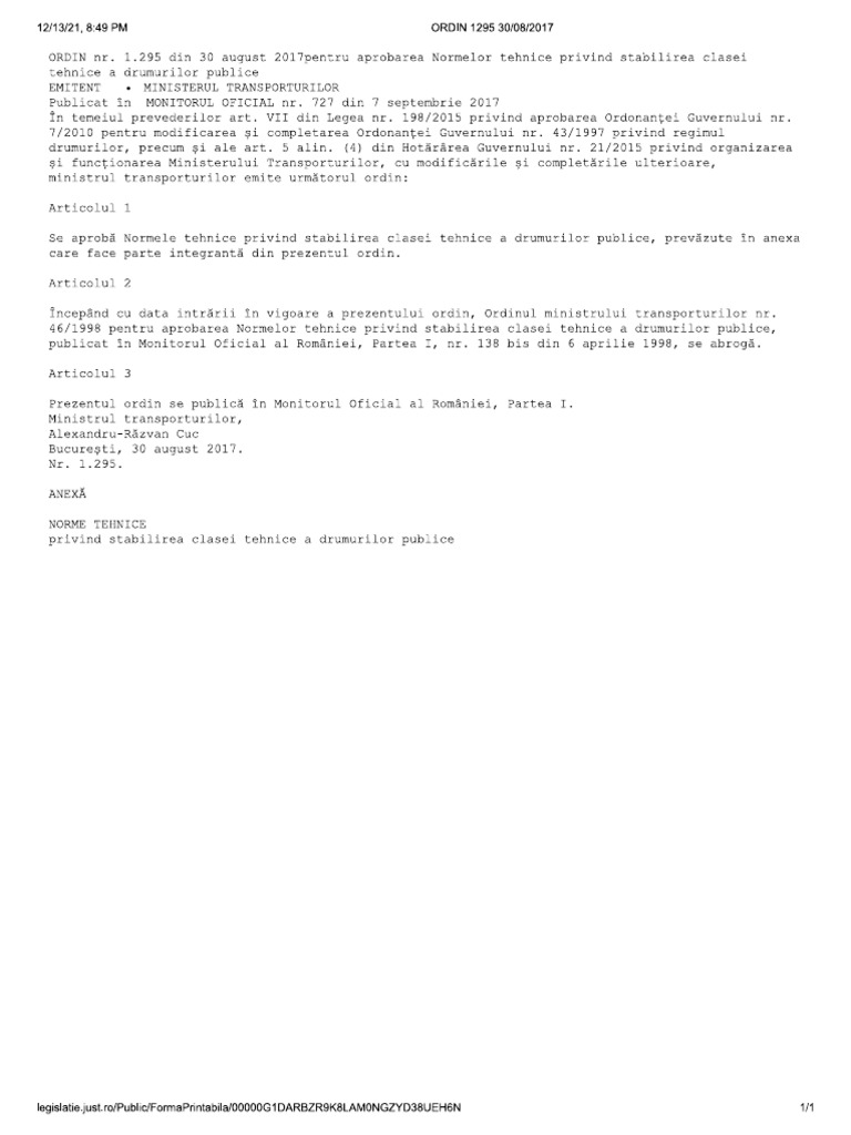 Ordin 1295 2017 | PDF