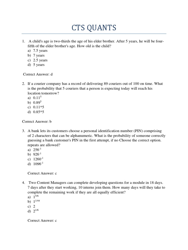 CTS QUANTS 1-12 - Merged | PDF | Personal Identification Number | Speed