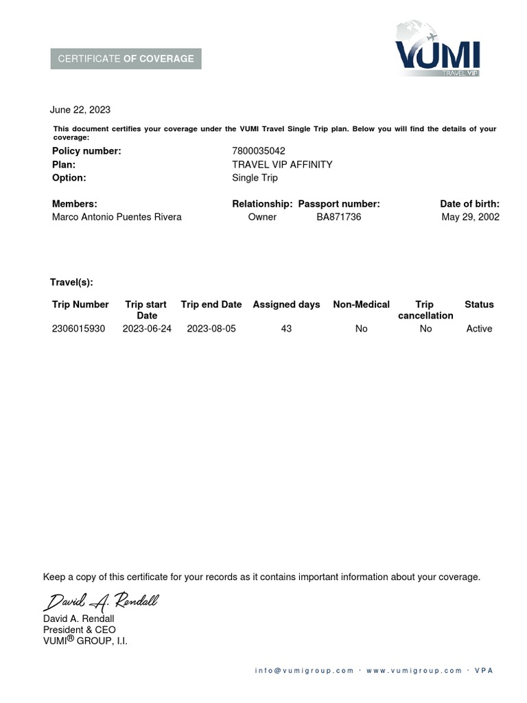 Certificate of Coverage: Policy Number: Plan: Option | PDF | Insurance ...