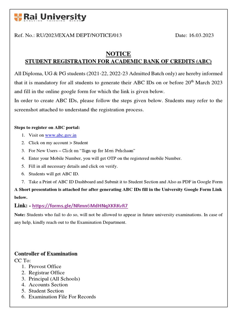 Notice - ABC Registration | PDF