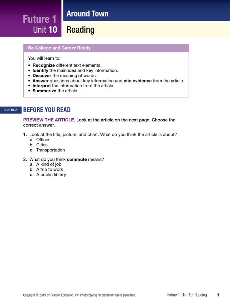 Future 01 2e CCRSPlus U10 | PDF | Commuting | Transport