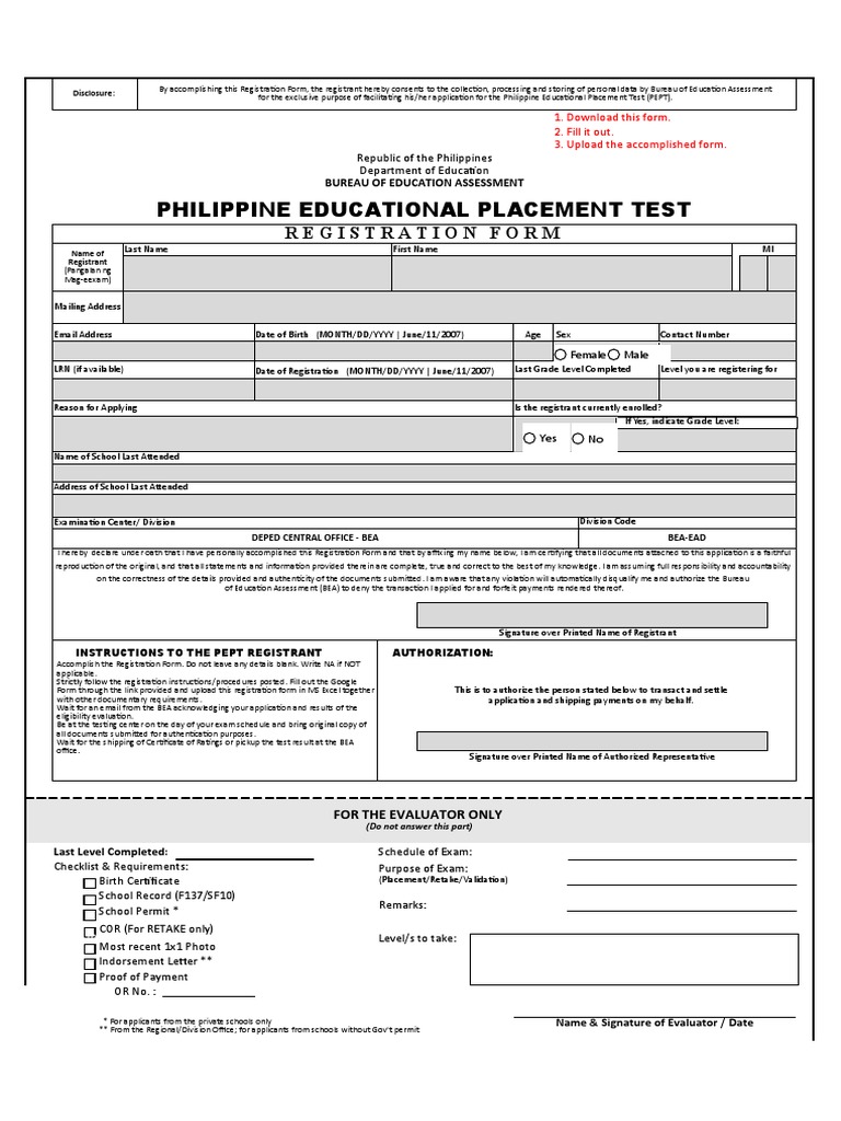 PEPT Online Registration Form | PDF | Birth Certificate | Government