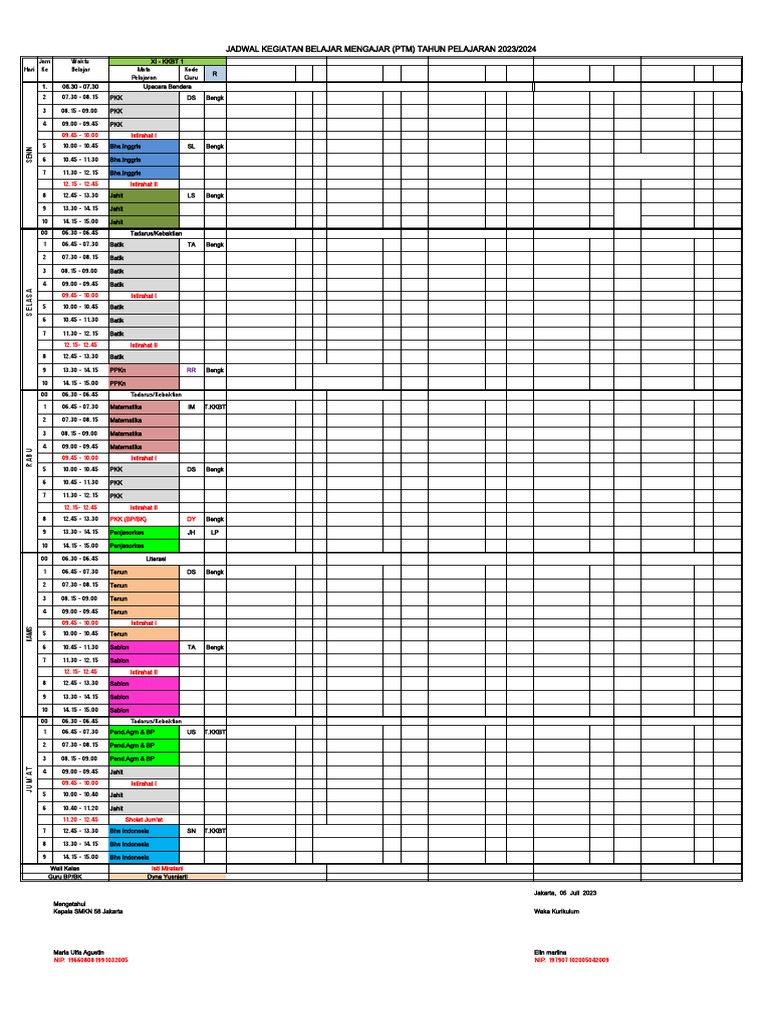 Jadwal Xi KKBT I | PDF