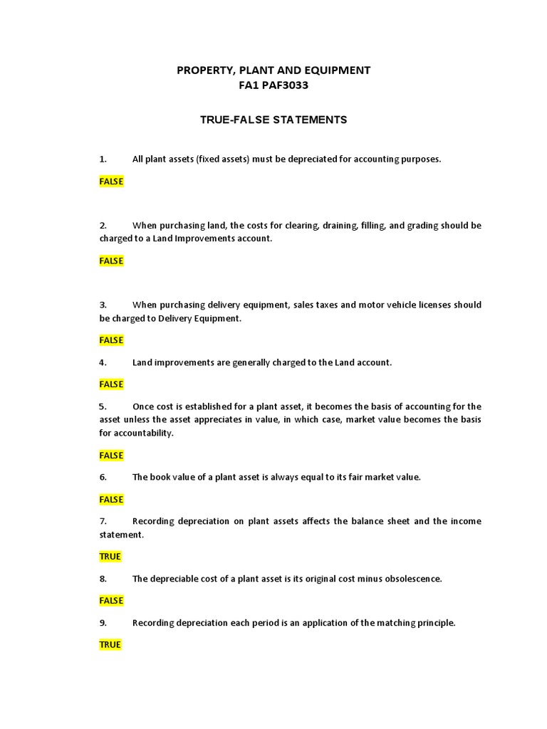 Ppe Exercise Pdf Depreciation Financial Accounting