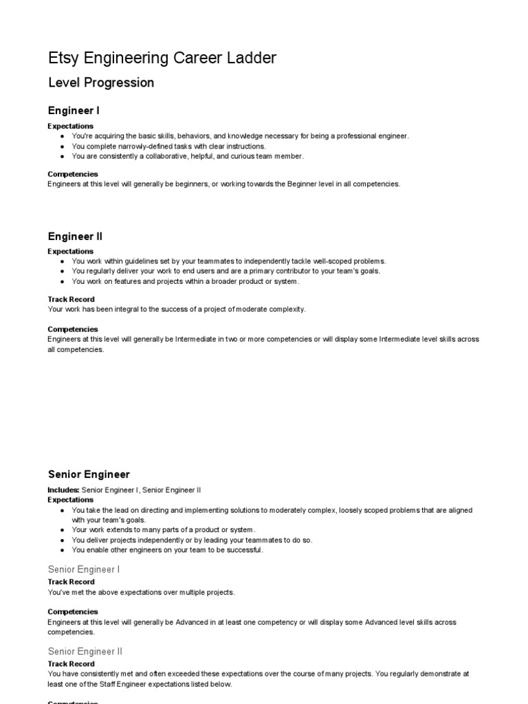 Etsy Engineering Career Ladder | PDF | Expert | Leadership