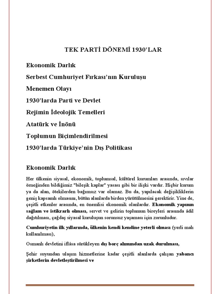 1930LAR Türkiyesi Ve Tek Parti İktidarı | PDF 1930LAR Türkiyesi Ve Tek Parti İktidarı | PDF