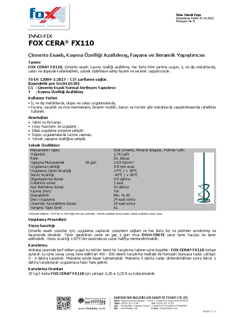Fox Cera FX110 C1T (TR) | PDF