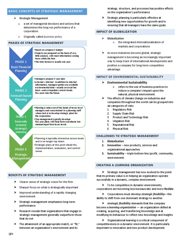 Strategic Management Reviewer | PDF | Strategic Management | Corporate Social Responsibility