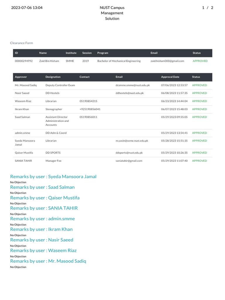 Clearance Report | PDF