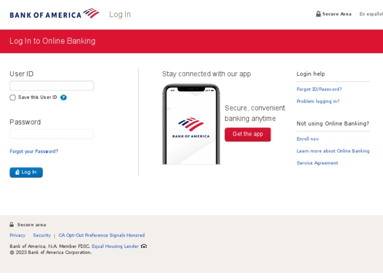Bank of America Online Banking Log in User | PDF