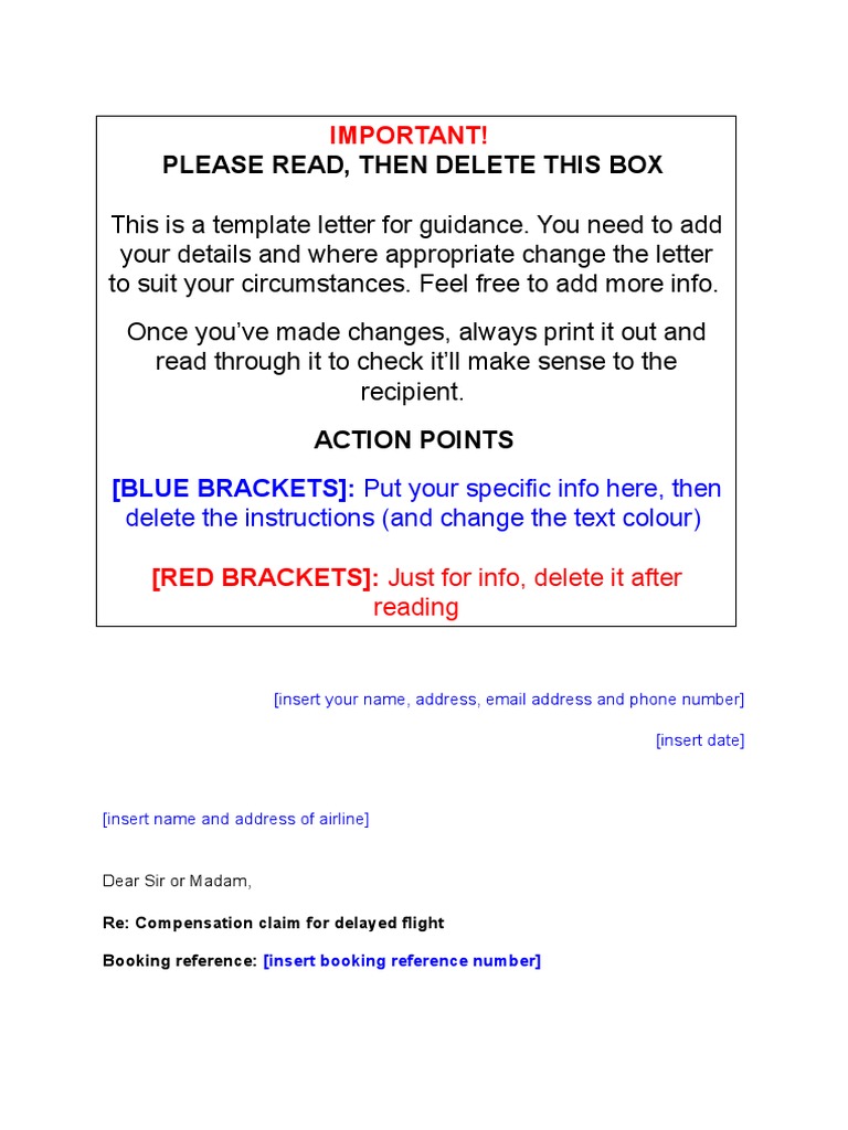 Flightdelaytemplateletter | PDF | Justice | Crime & Violence