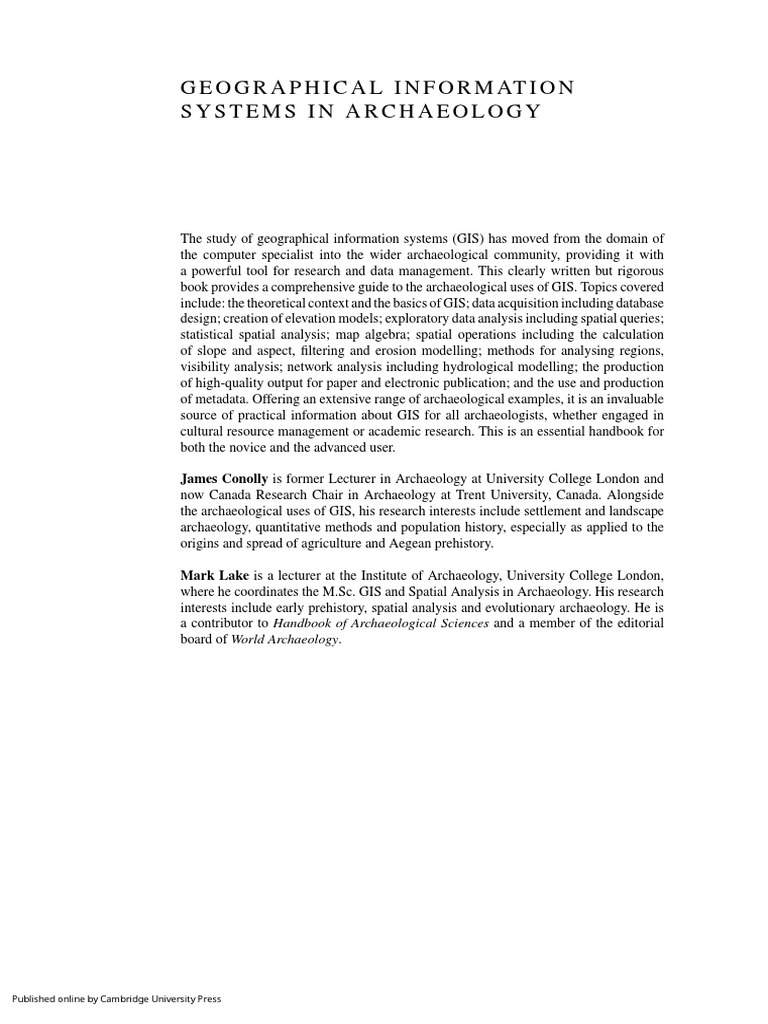 Geographical Information Systems in Archeaology. Frontmatter | PDF | Geographic Information ...