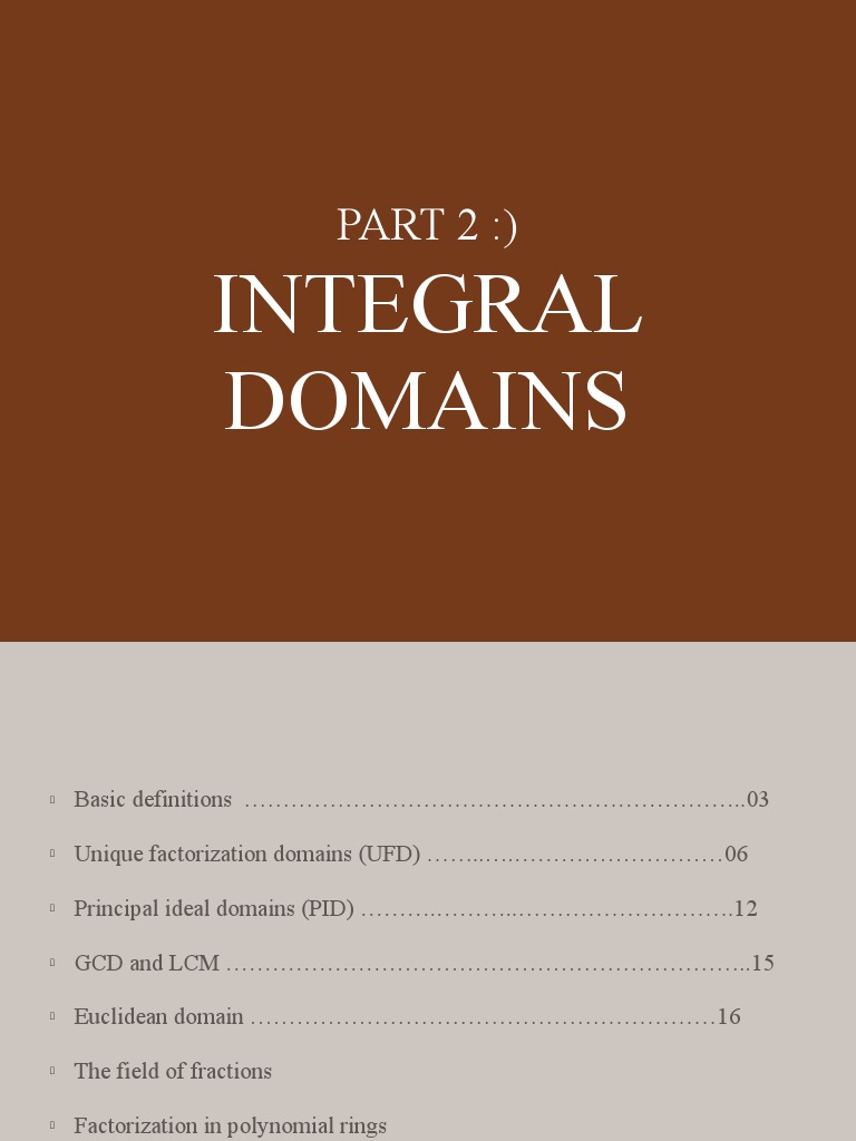 Integral Domains | PDF | Factorization | Number Theory