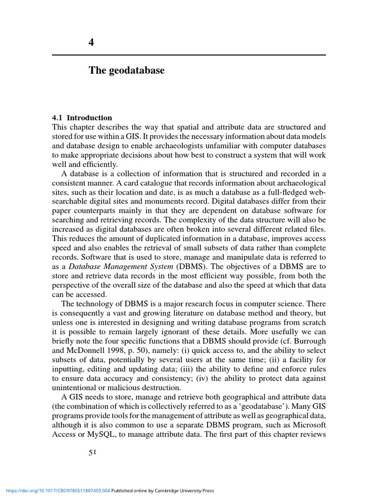 Geographical Information Systems In Archeaology Chapter 4 Pdf Databases Relational Model