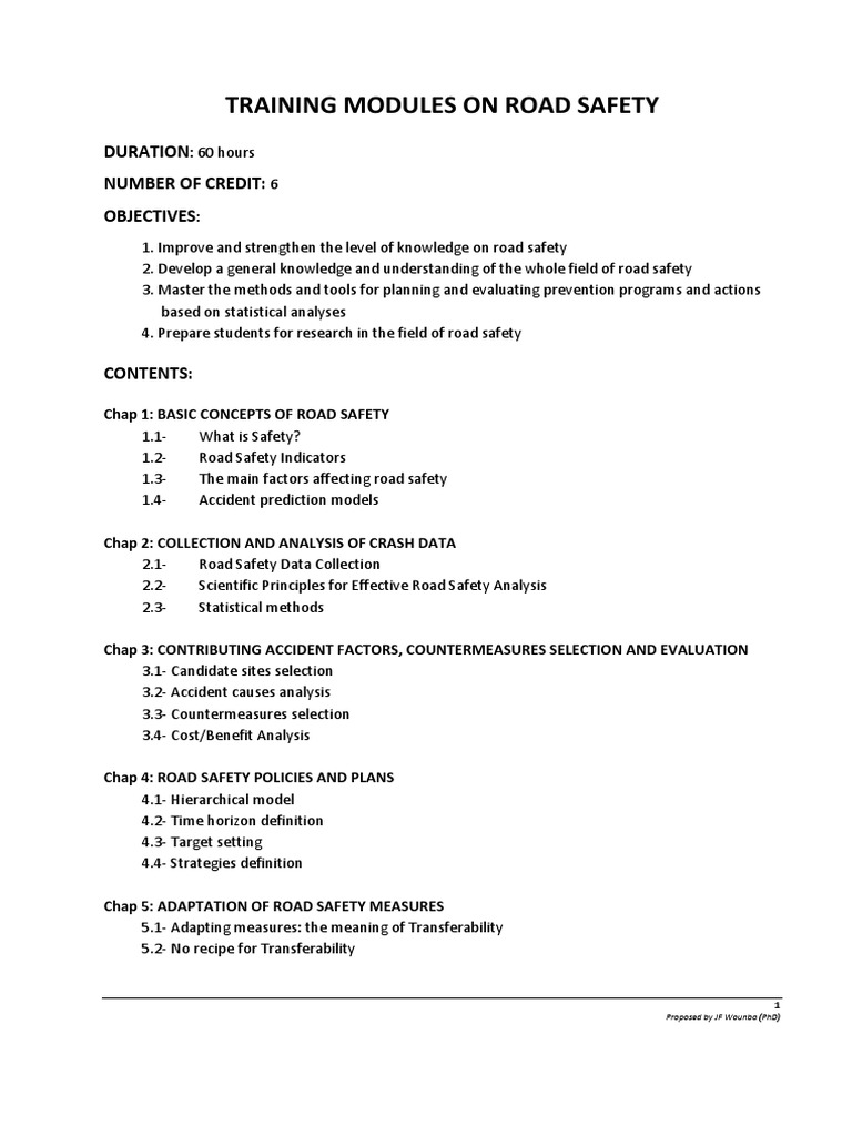 Road Safety Training Module Overview | PDF | Computers | Technology ...