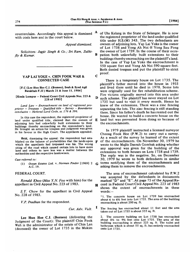 YAP LAI YOKE v CHIN FOOK WAH & CONNECTED CASE | PDF