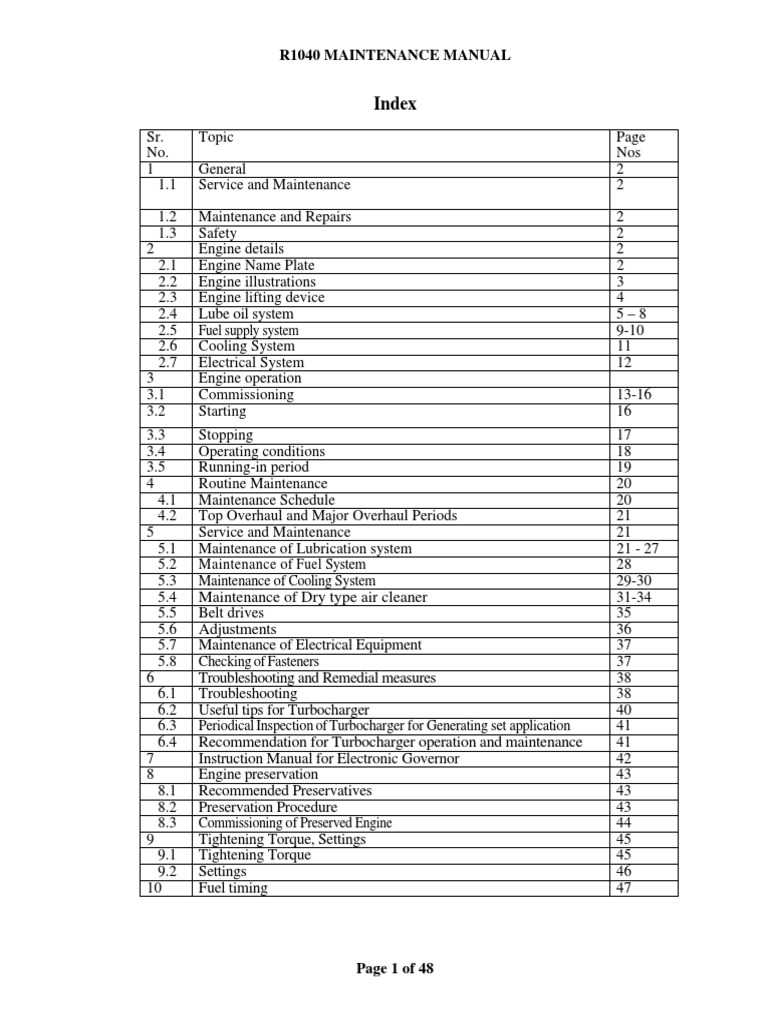 Index: R1040 Maintenance Manual | Download Free PDF | Internal ...