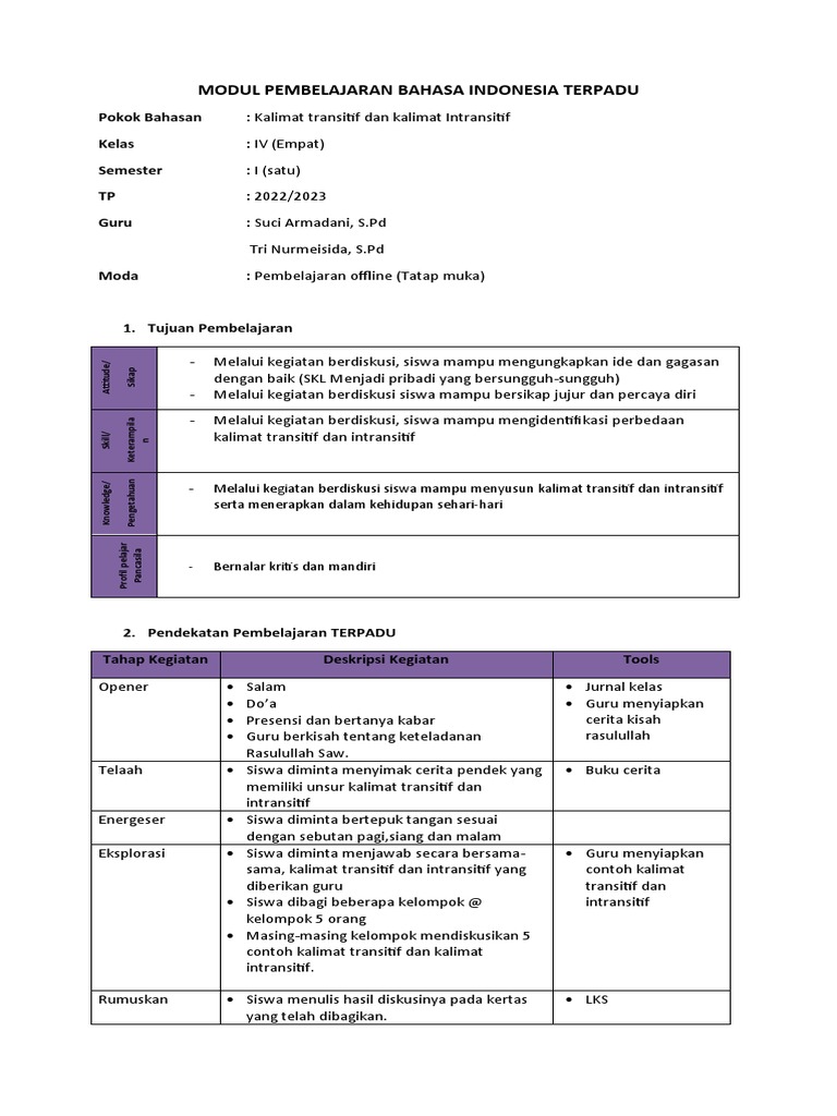 Modul Pembelajaran Bhs - Indonesia Terpadu | PDF | Karier & Perkembangan | Sains & Matematika