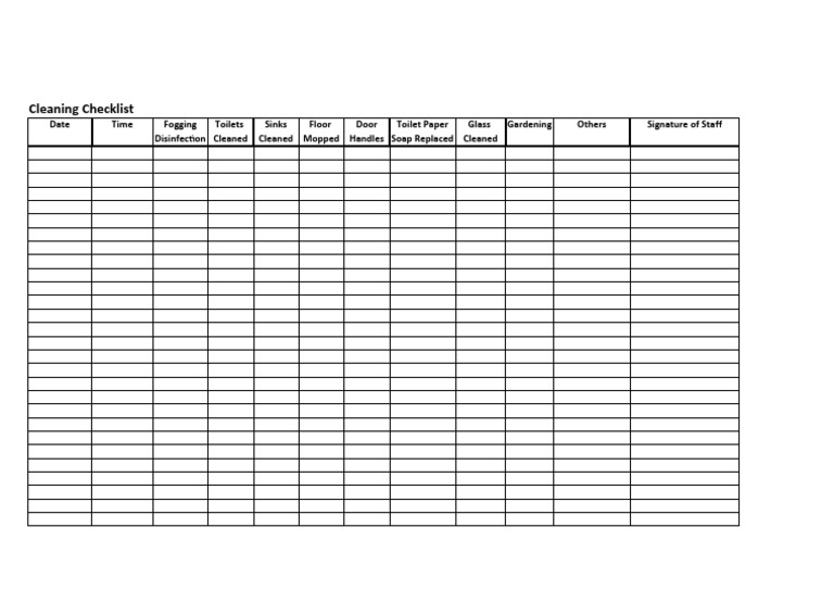 Daily Cleaning Task List | PDF